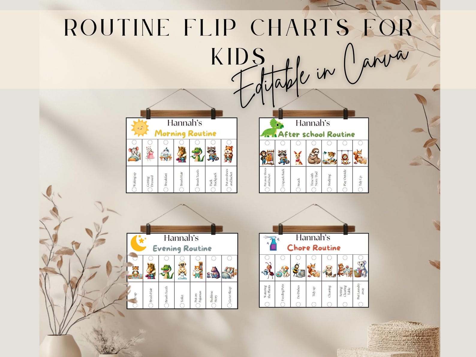 Editable Routine Flip Chart for Children Morning After School Evening ...