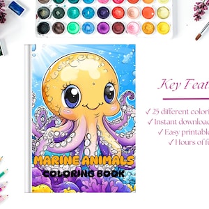 Printable Cute Marine Animals Coloring Book for Kids Educational ...