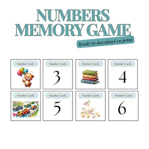 Numbers Memory Game for Kids Educational Activity Matching Game for ...