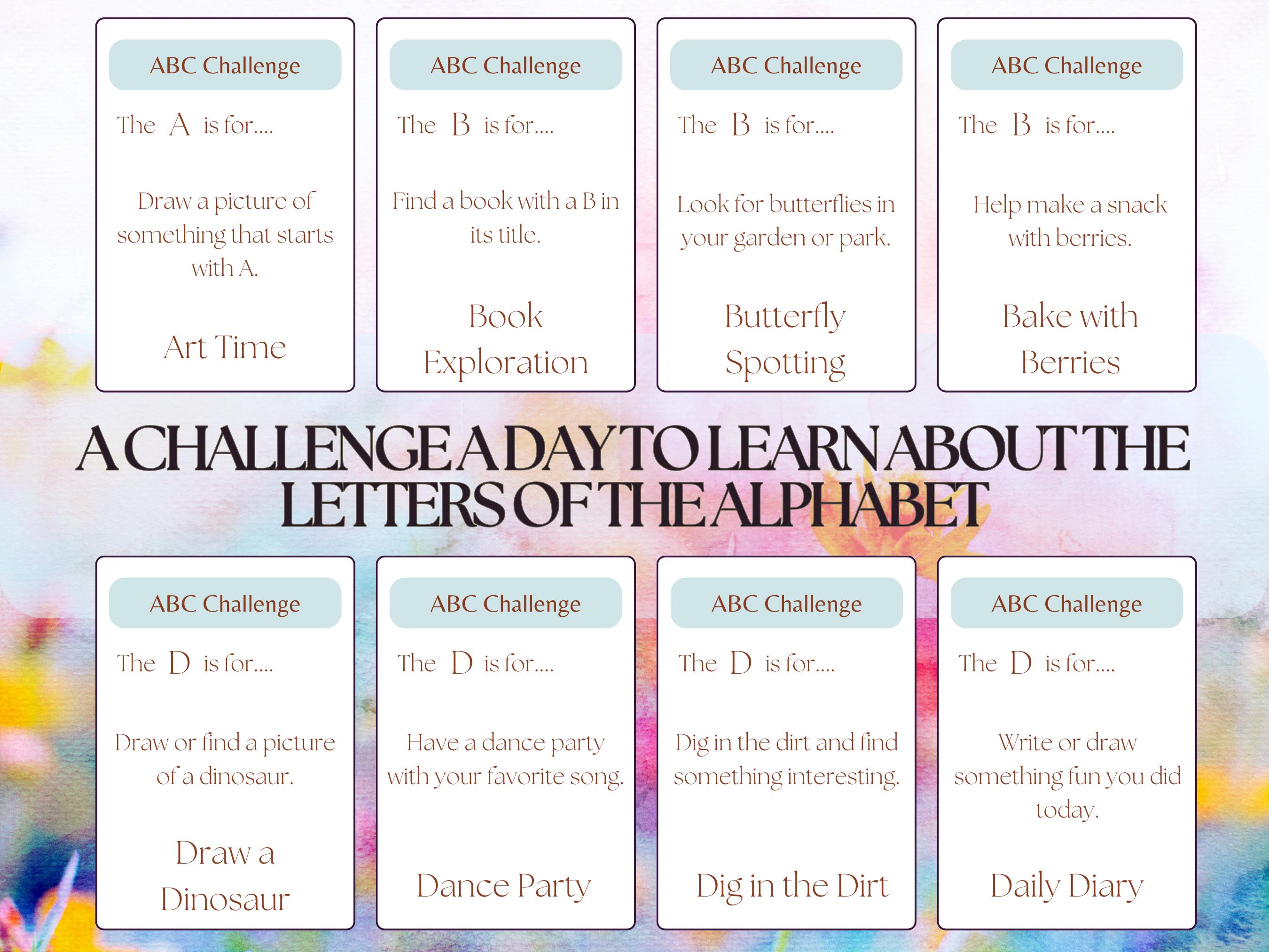 Alphabet Challenge Flashcards for Kids Interactive ABC Visual Learning ...