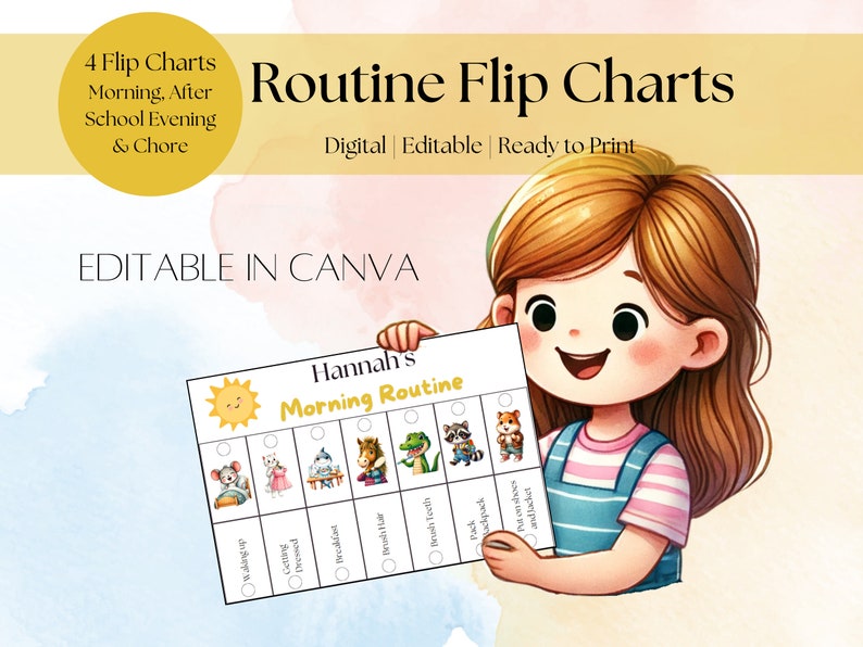 Editable Routine Flip Chart for Children Morning After School Evening ...