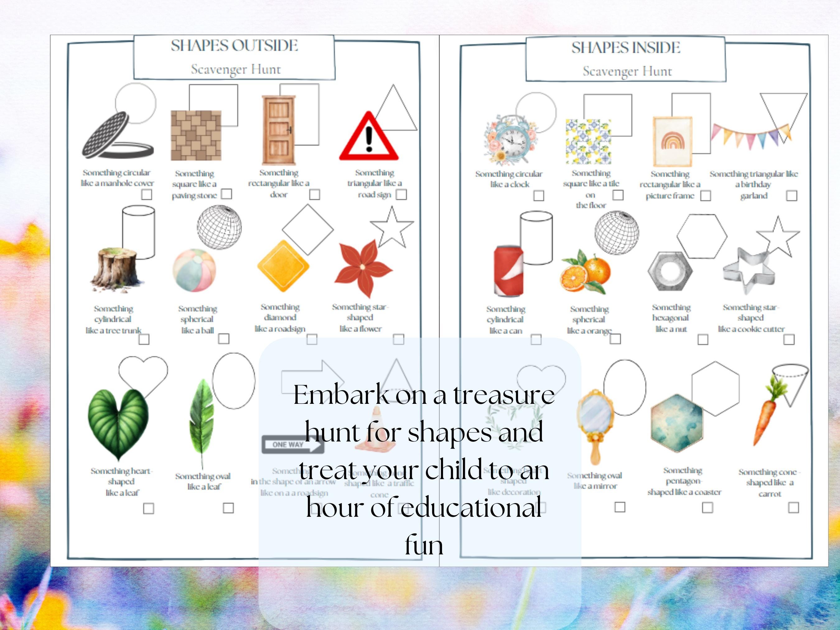 Shapes Scavenger Hunt for Kids Indoor and Outdoor Educational Activity ...