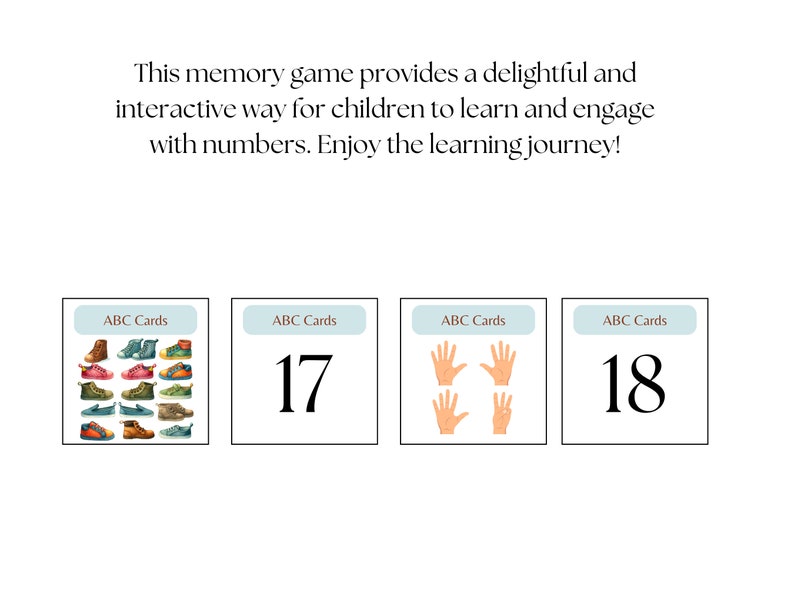 Numbers Memory Game for Kids Educational Activity Matching Game for ...