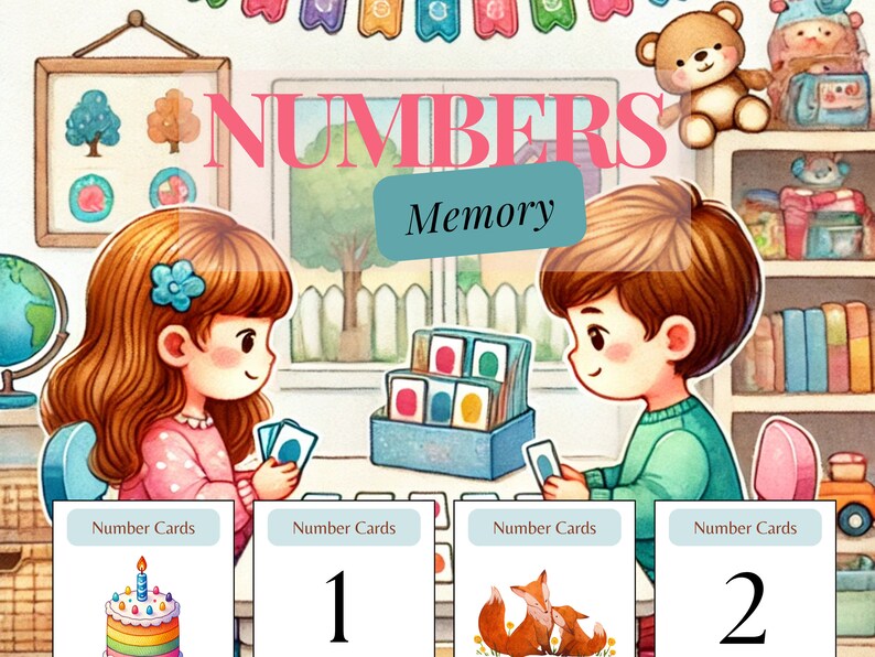 Numbers Memory Game for Kids Educational Activity Matching Game for ...