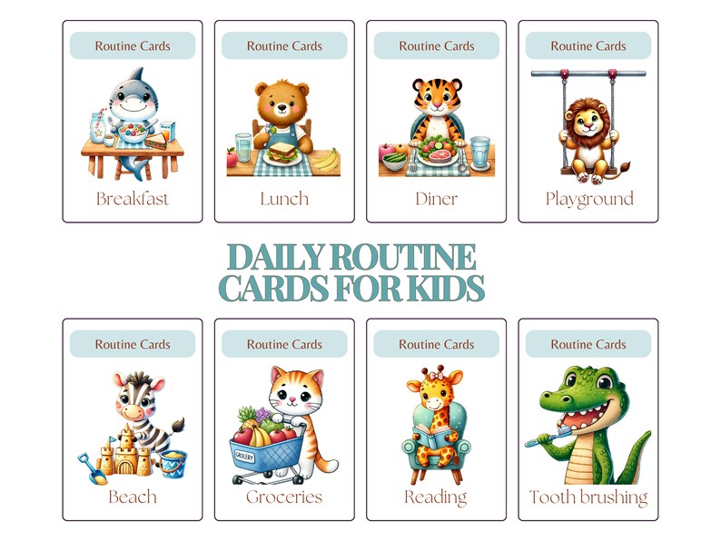 Daily Routine Cards for Kids Visual Cue Cards for Children Routine ...