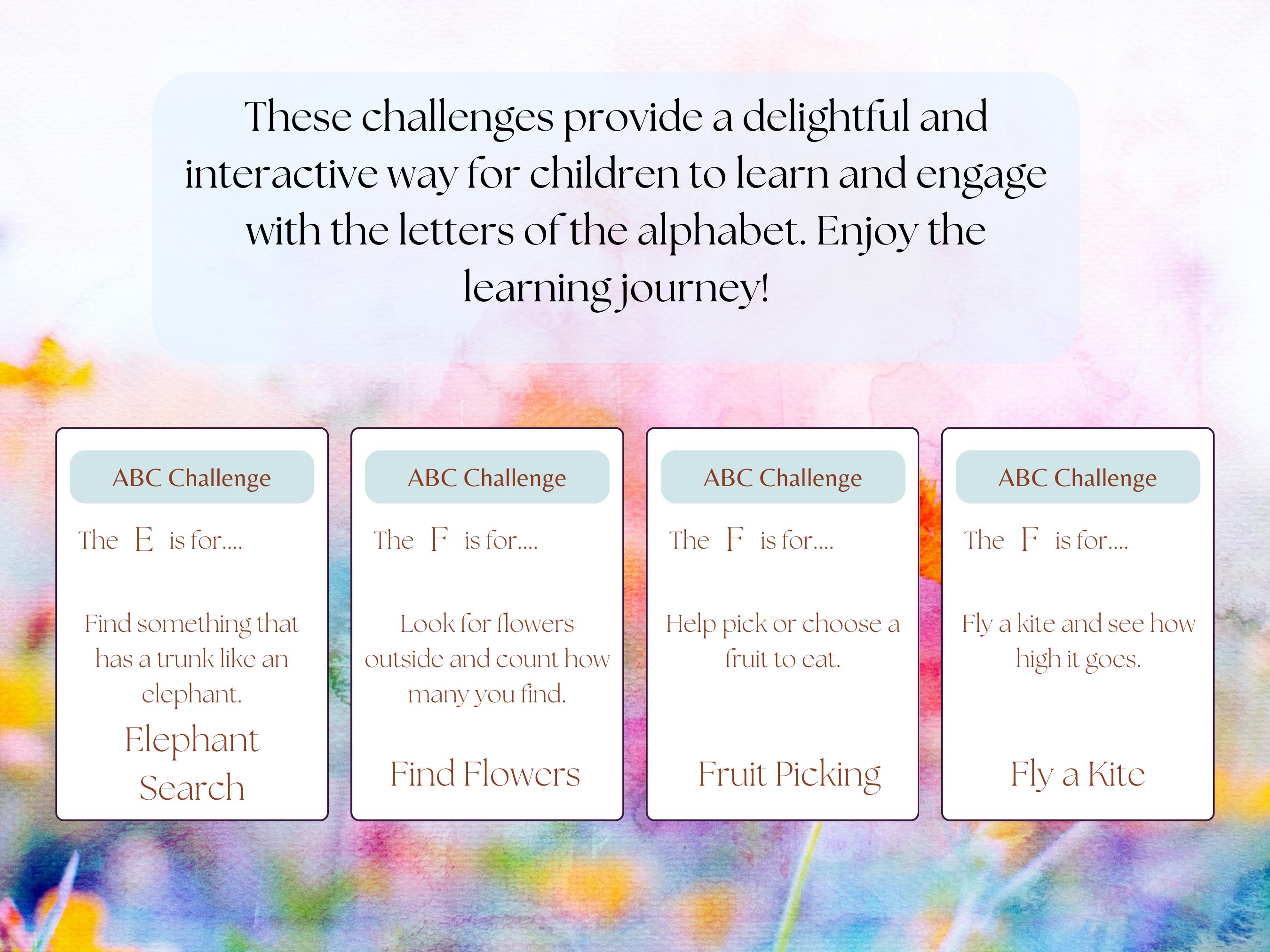 Alphabet Challenge Flashcards for Kids Interactive ABC Visual Learning ...