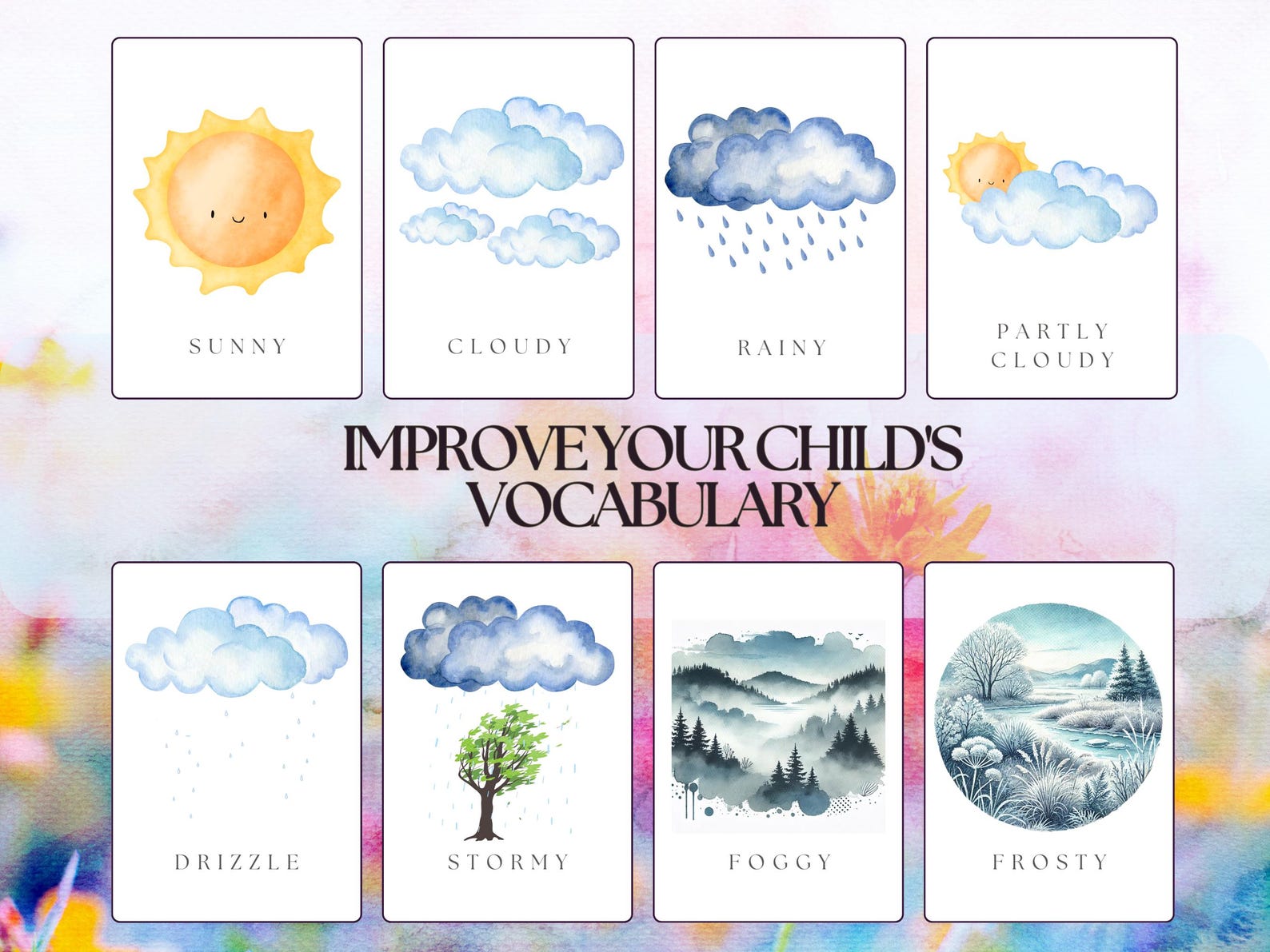 72 Everyday Words Flashcards for Kids Educational Activity Printable ...