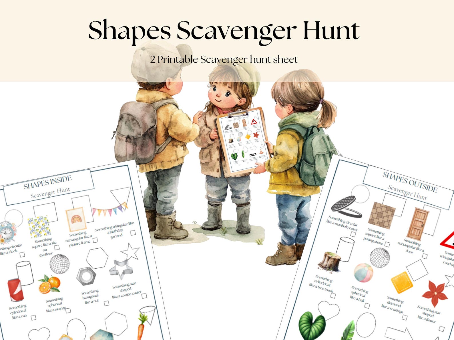 Shapes Scavenger Hunt for Kids Indoor and Outdoor Educational Activity ...