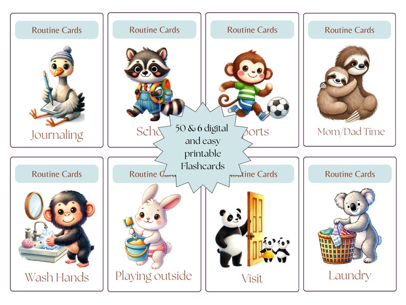 Daily Routine Cards for Kids Visual Cue Cards for Children Routine ...