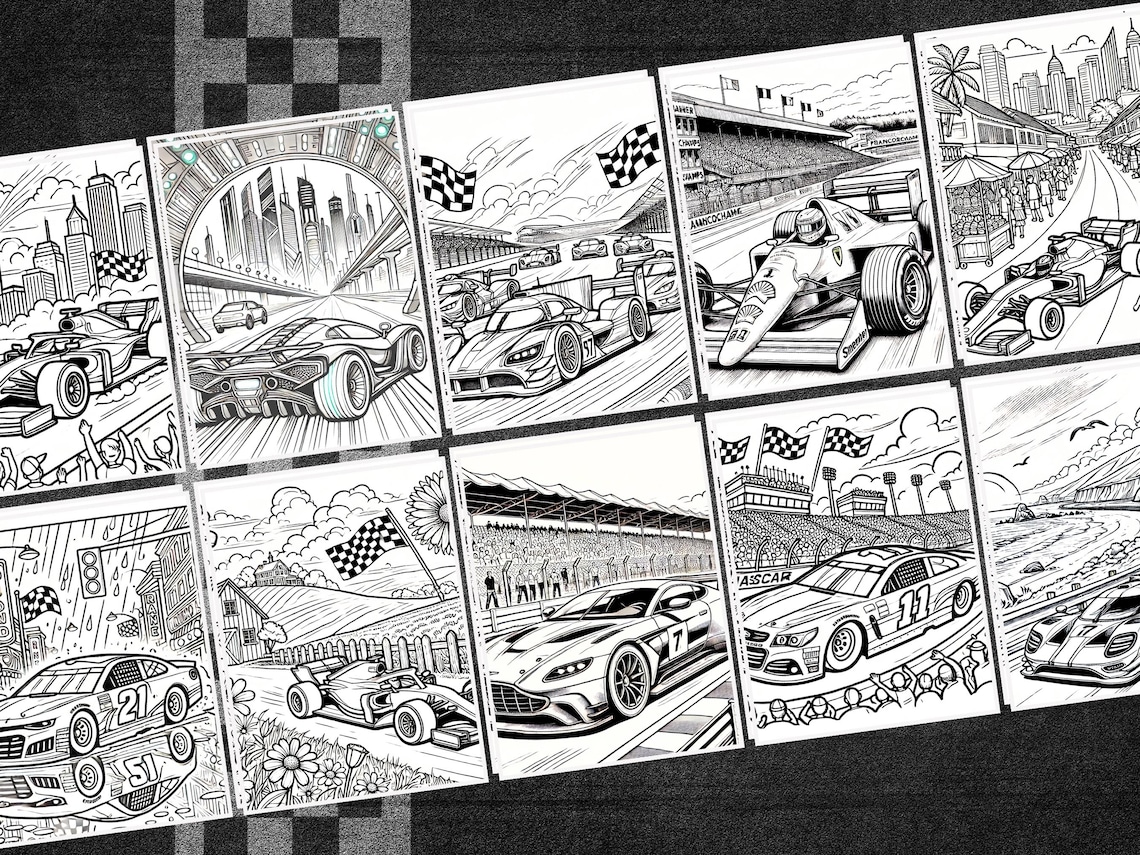 Printable Race Car Coloring Pages for Children Racing Car Coloring Book ...