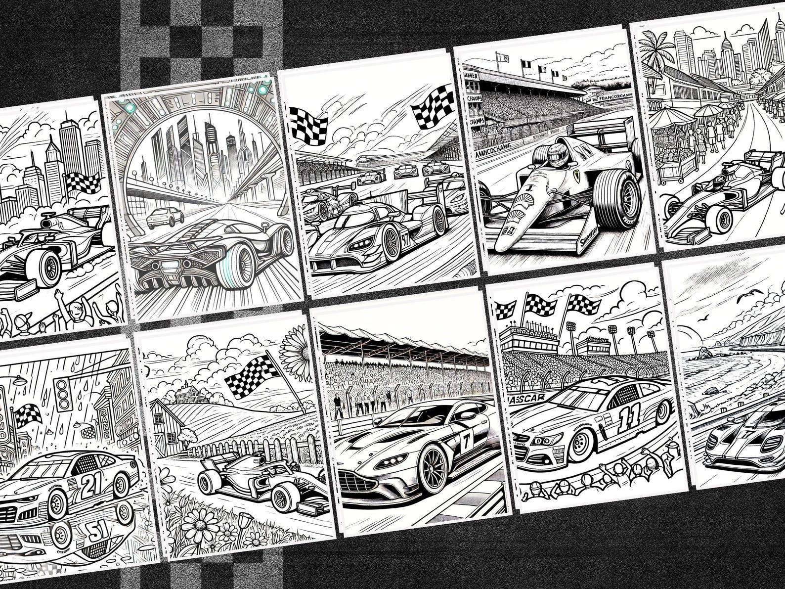 Printable Race Car Coloring Pages for Children Racing Car Coloring Book ...