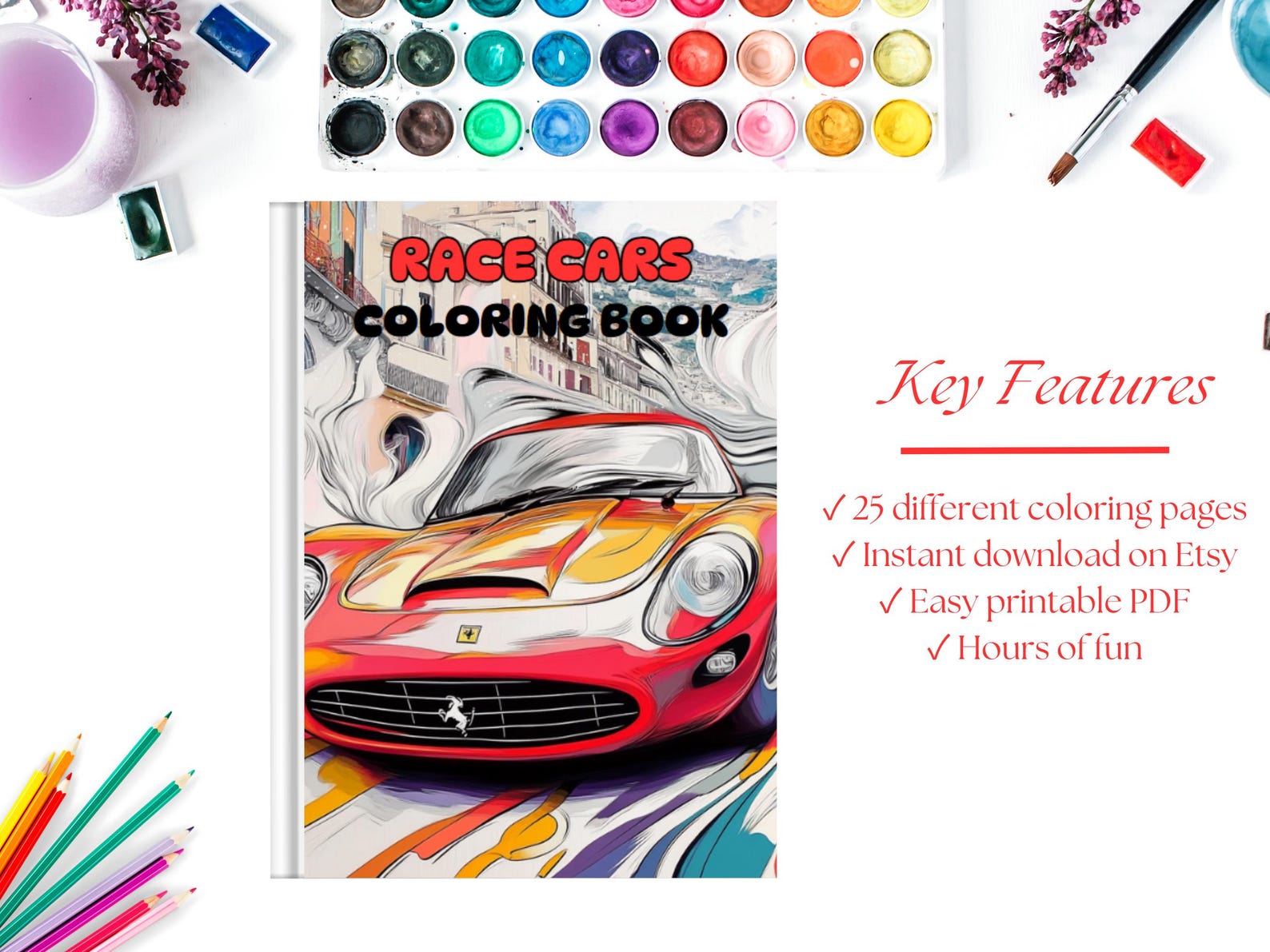 Printable Race Car Coloring Pages for Children Racing Car Coloring Book ...