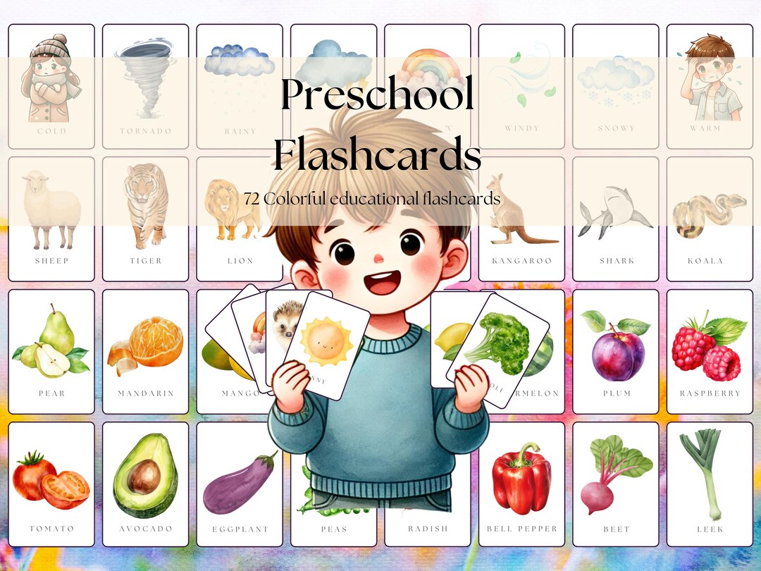 72 Everyday Words Flashcards for Kids Educational Activity Printable ...