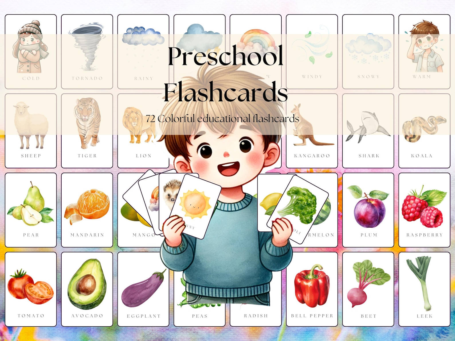 72 Everyday Words Flashcards for Kids Educational Activity Printable ...