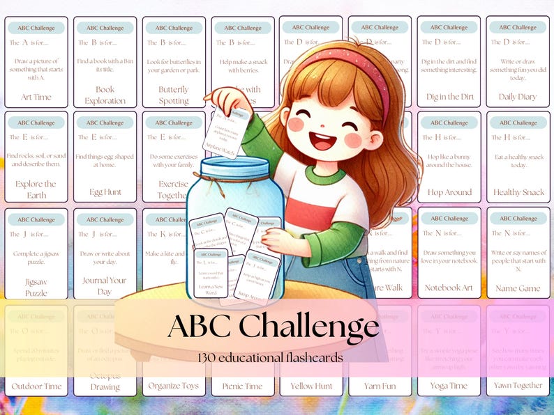 Alphabet Challenge Flashcards for Kids Interactive ABC Visual Learning ...