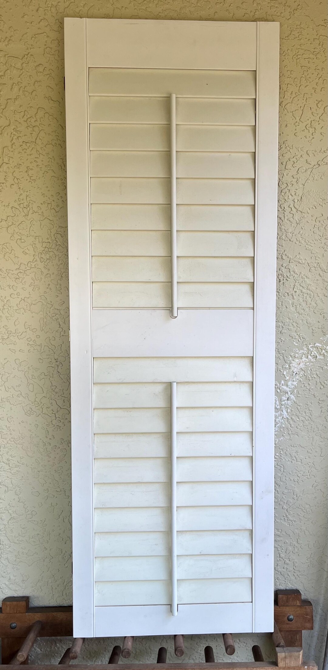 Louvered Vinyl Composite Shutter White Not Wood Reclaimed Vintage Home Salvage Window Treatment ...