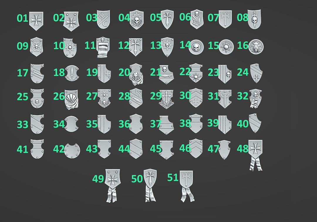 Shoulder Shields Set X51 Scifi Space Warriors Wargame SM Scaled Heroic ...