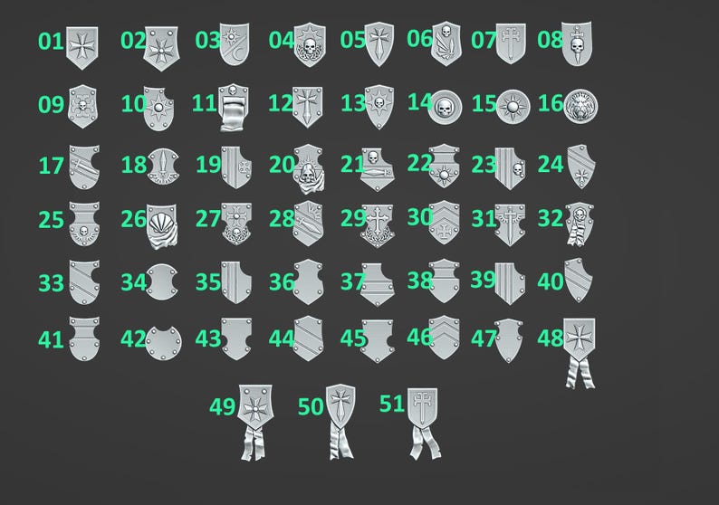 Shoulder Shields Set X51 Scifi Space Warriors Wargame SM Scaled Heroic ...