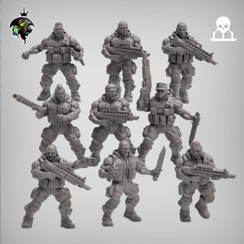 Spacenam Jungle Fighters Infantry X9 Scifi Wargame Roleplay 32mm 3D ...