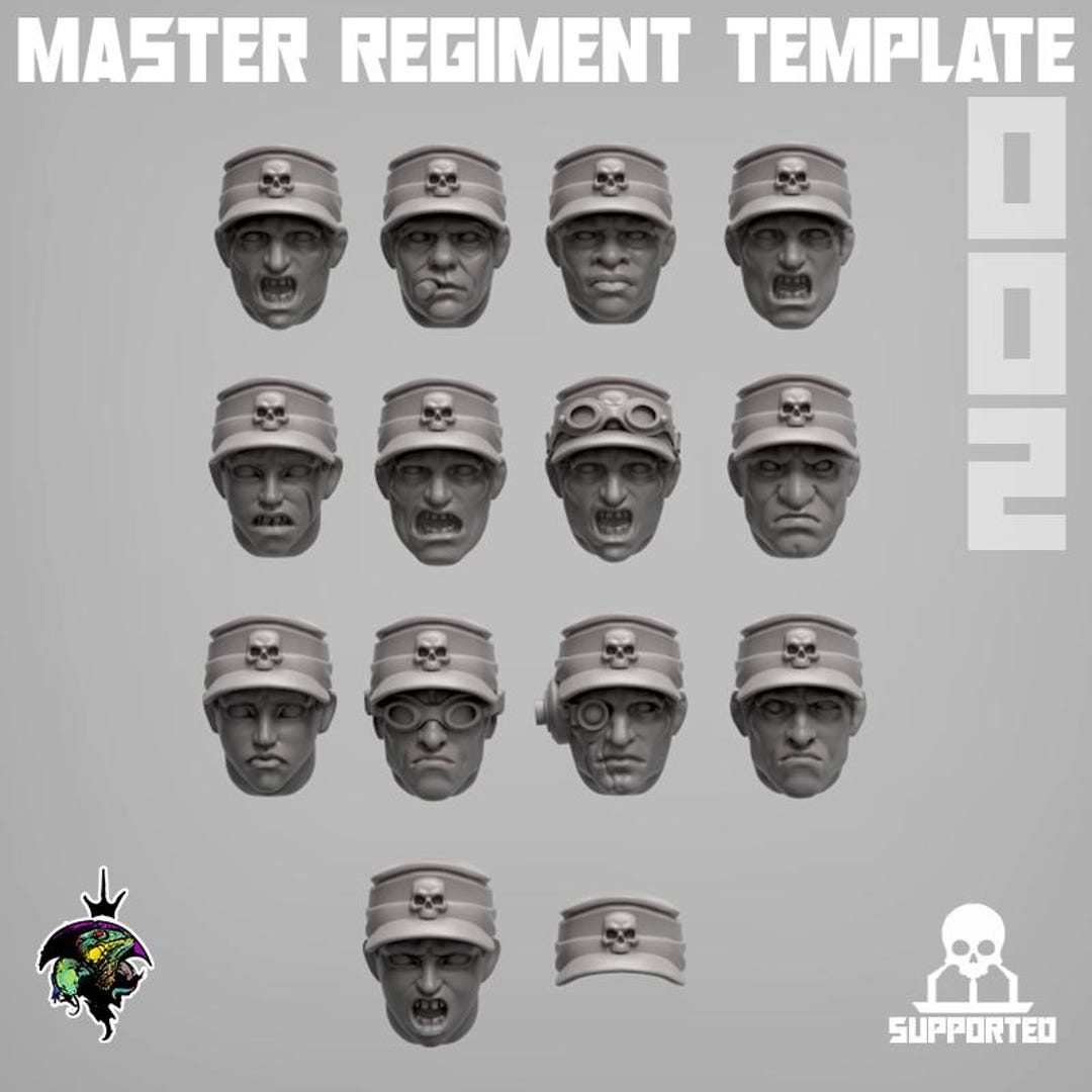 3D Printed Miniature Master Regiment Patrol Caps Heads Set 002 X13 ...