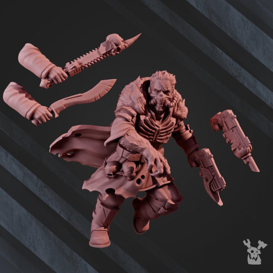 Vultures Gang Commander Chaos Cultists Scifi Wargame Roleplay 32mm 3D ...