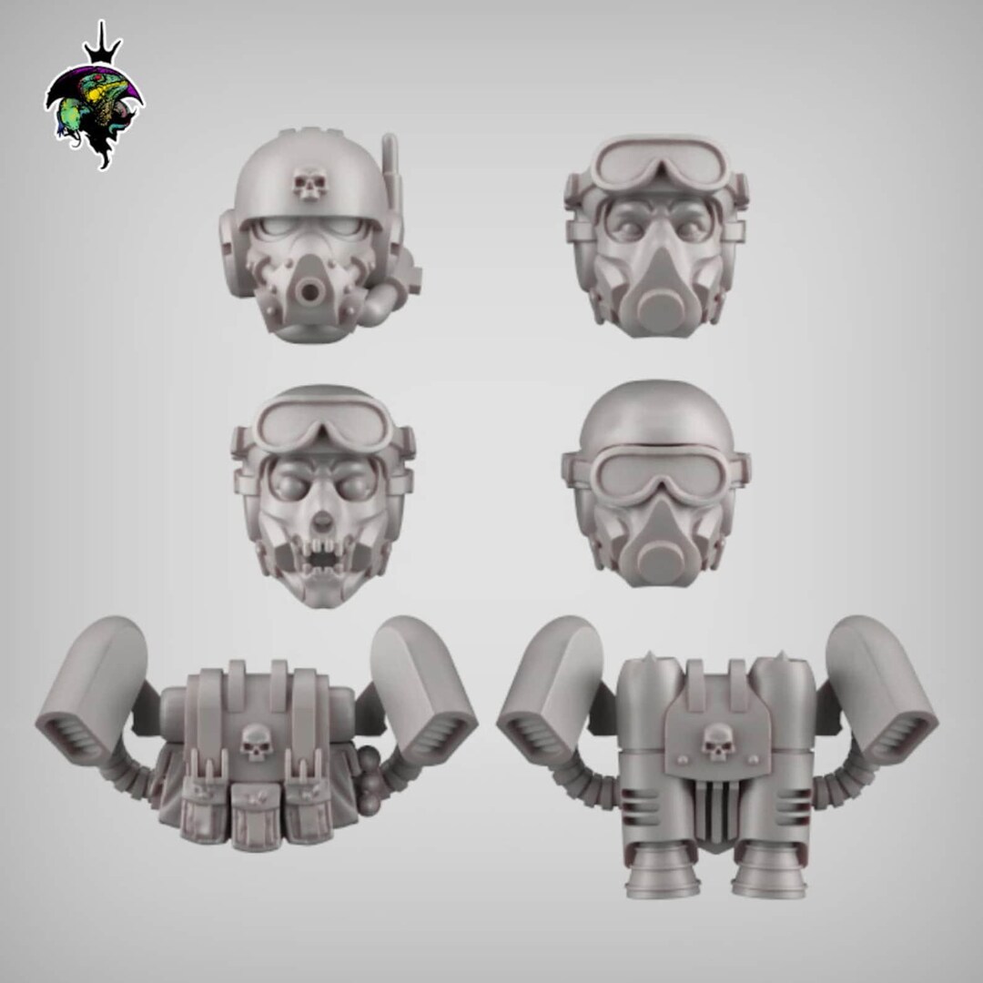 Jump Troops Conversion Set - 8 Heads 4 Jump Packs Scifi Wargame ...