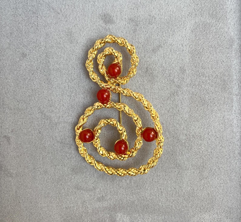 Large Vintage Signed Avon Gold Rope /musical Note Theme Brooch Pin Faux ...