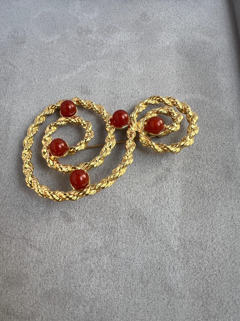 Large Vintage Signed Avon Gold Rope /musical Note Theme Brooch Pin Faux ...