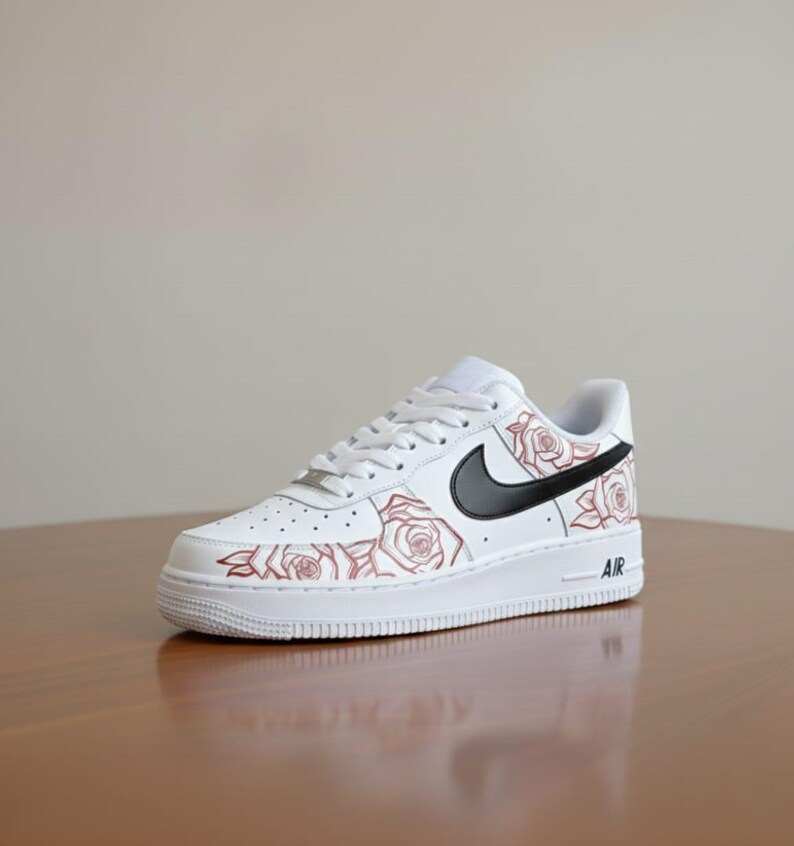 Custom Air Force 1 Sneakers With Rose Flower Design | Hand Painted ...