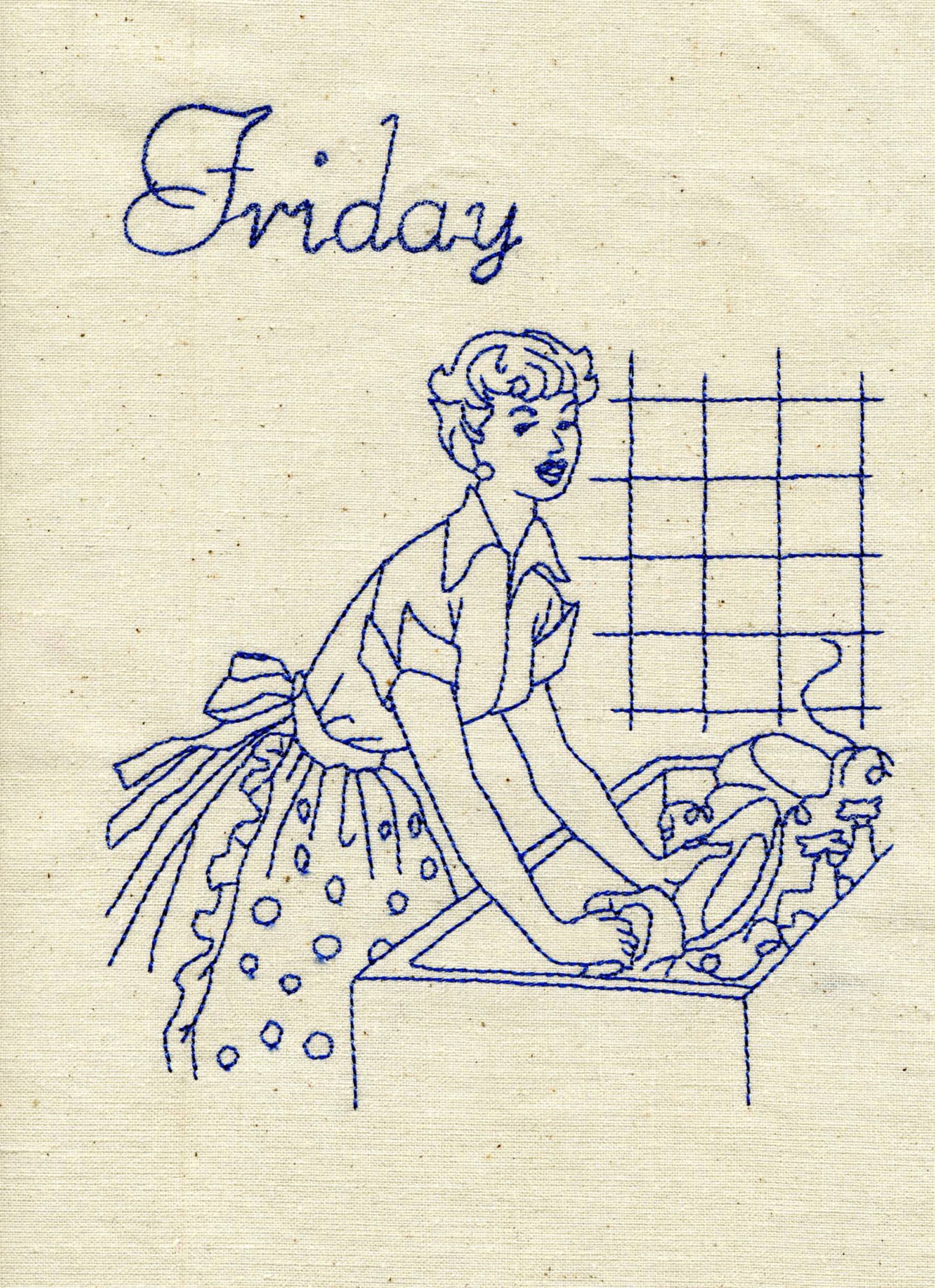 Vintage Redwork Housewives Embroidery Design Set - Machine Embroidery ...