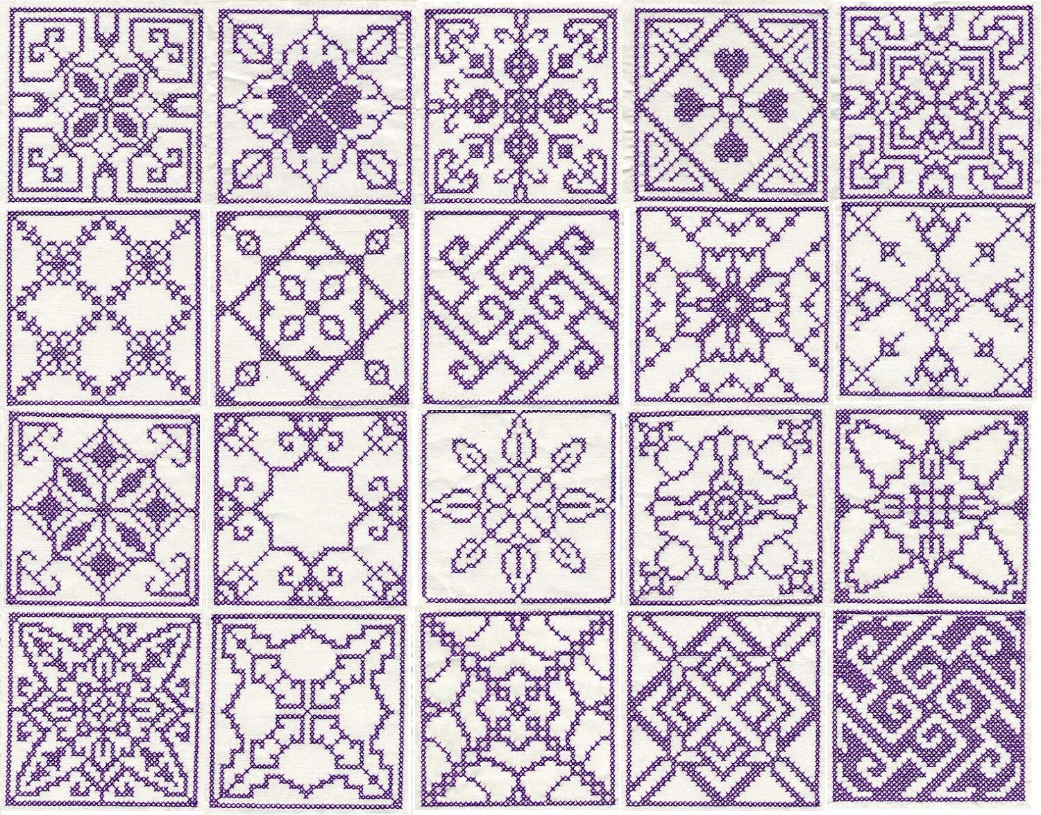 Set of 20 Cross Stitch Squares - Machine Embroidery Design - Etsy
