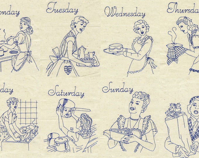 Vintage Redwork Housewives Embroidery Design Set Machine Embroidery ...