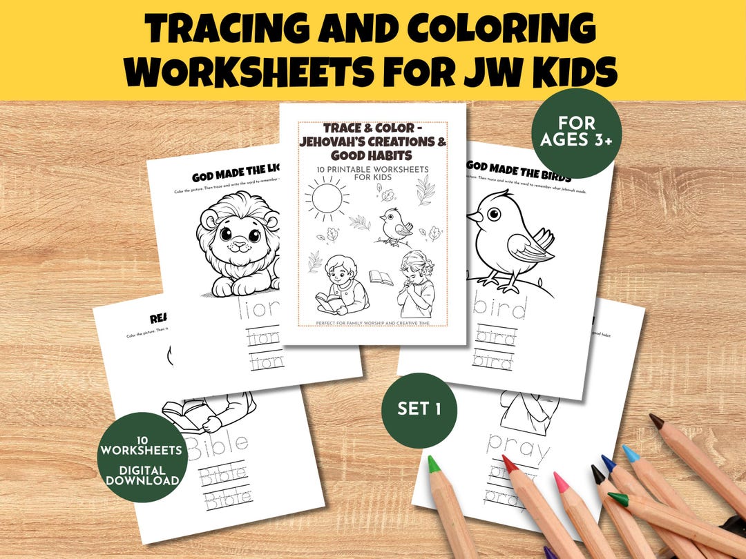 Tracing and Coloring Worksheets for JW Kids: Creations and Habits ...