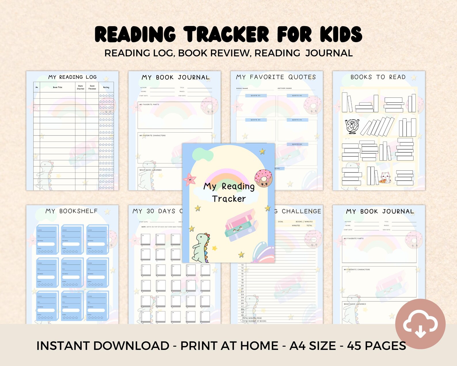 Fun Kids Reading Tracker Printable Reading Log, Instant Download - Etsy