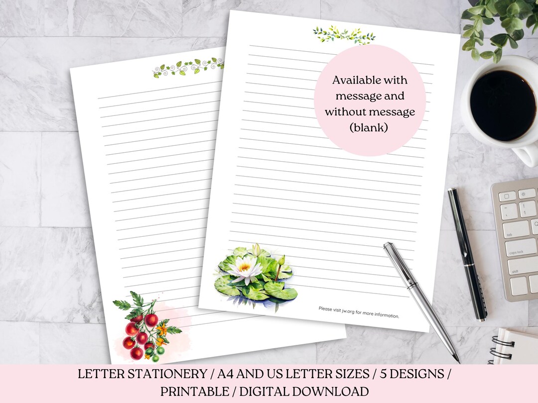 Printable JW Letter Writing Stationery Set, Bible Study Invitation With ...