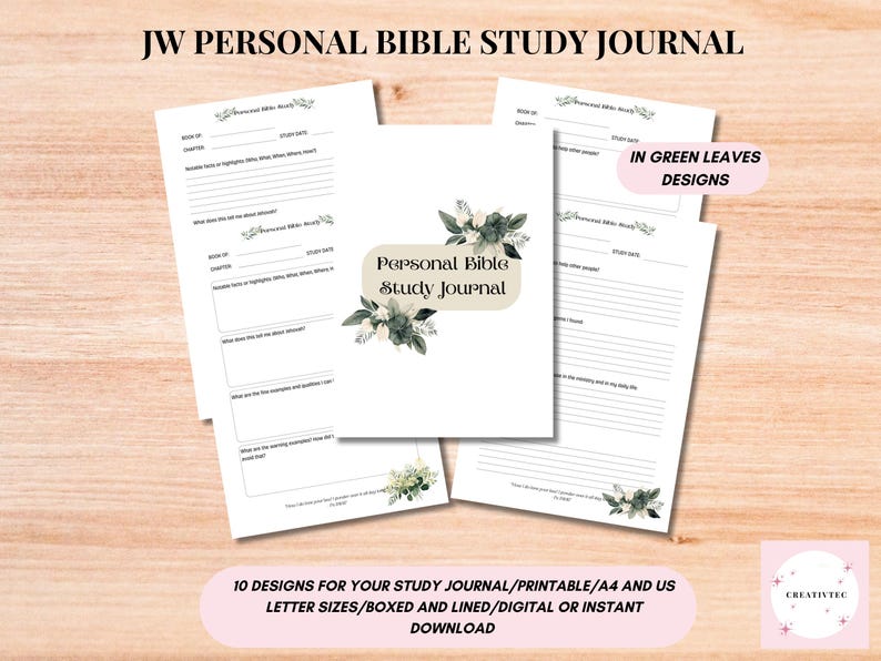JW Bible Study Journal Printable Papers, JW Personal Study Digital ...