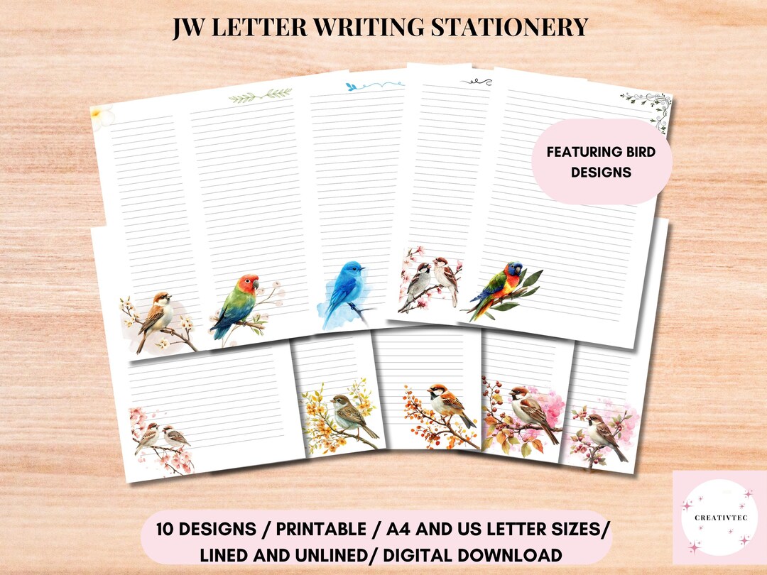 Printable Letter Writing Set, Blank Stationery Paper Template Ministry ...
