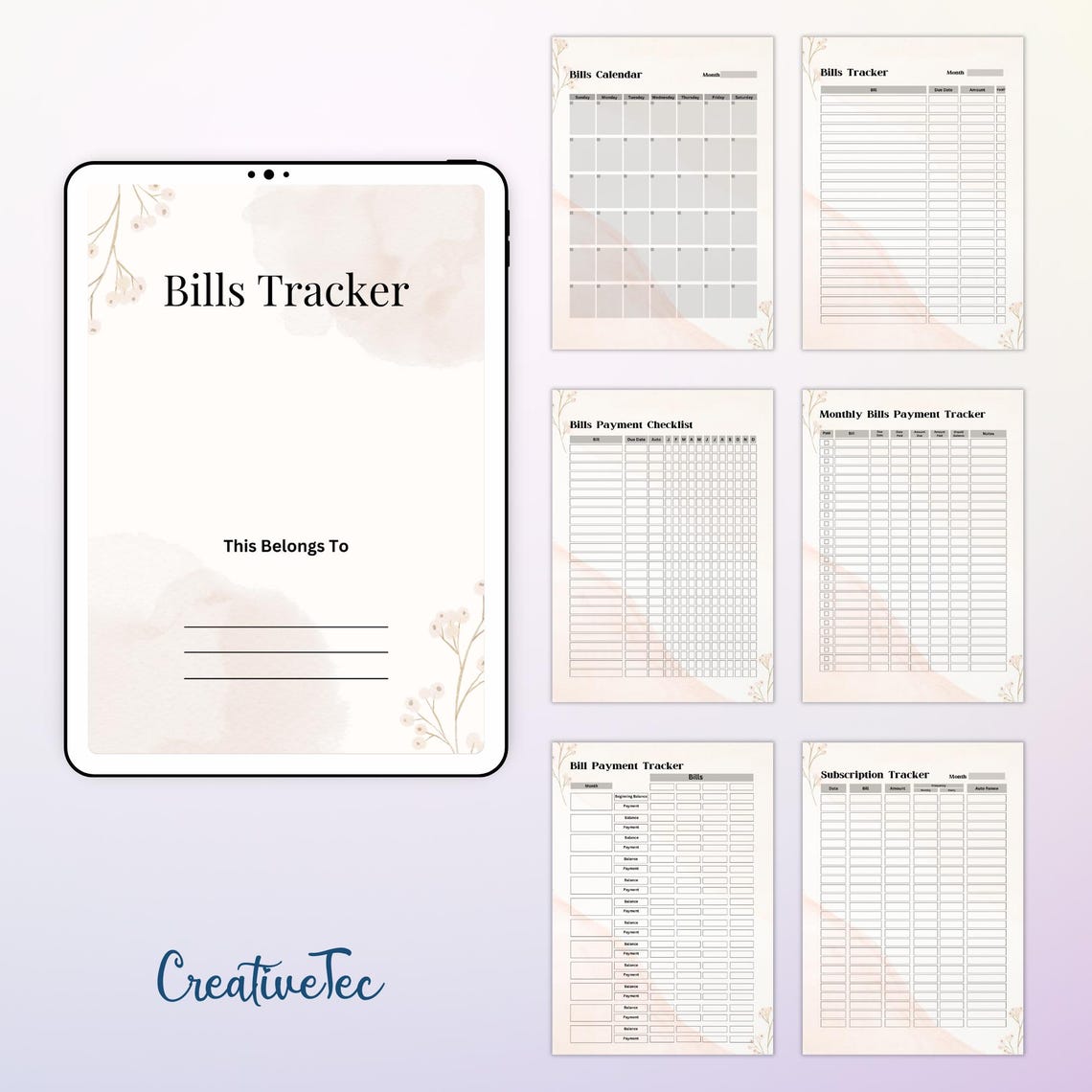 Bills Tracker Template Bills Planner Bills Organizer Editable Canva ...