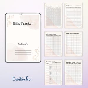 Bills Tracker Template Bills Planner Bills Organizer Editable Canva ...