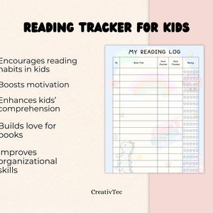 Fun Kids Reading Tracker Printable Reading Log, Instant Download - Etsy