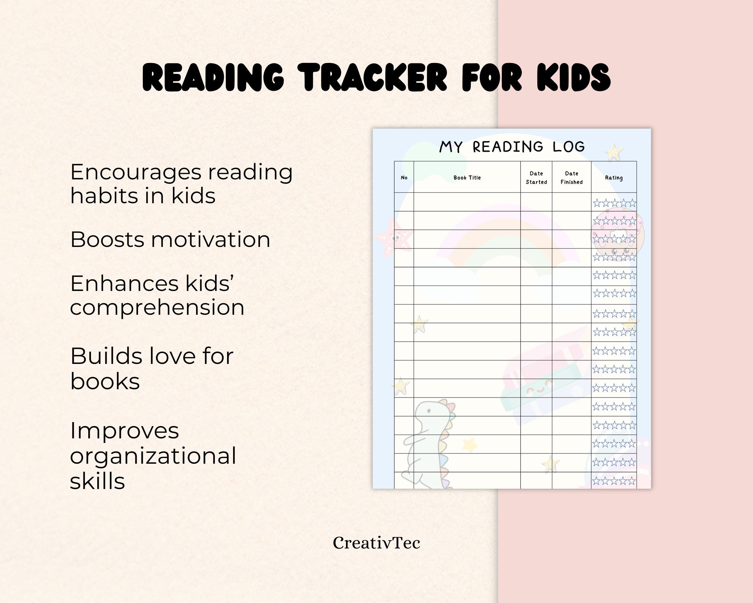 Fun Kids Reading Tracker Printable Reading Log, Instant Download - Etsy