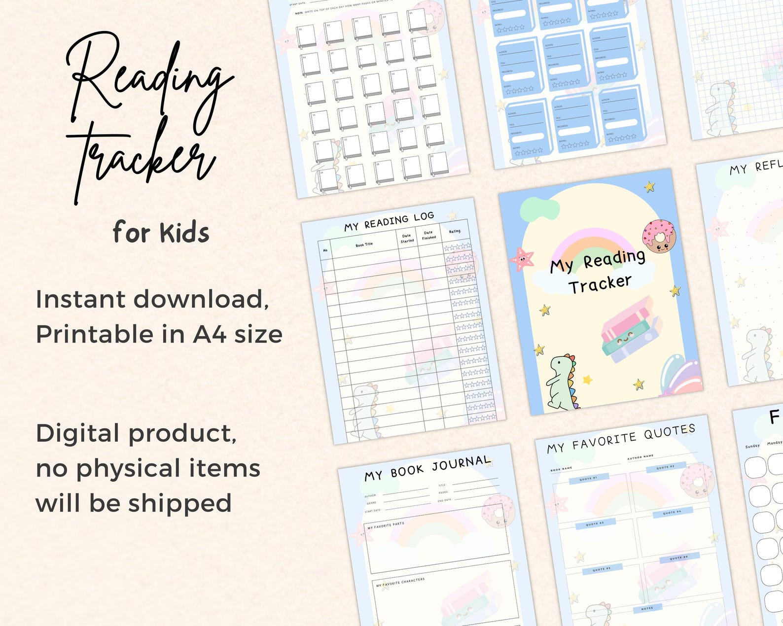 Fun Kids Reading Tracker Printable Reading Log, Instant Download - Etsy