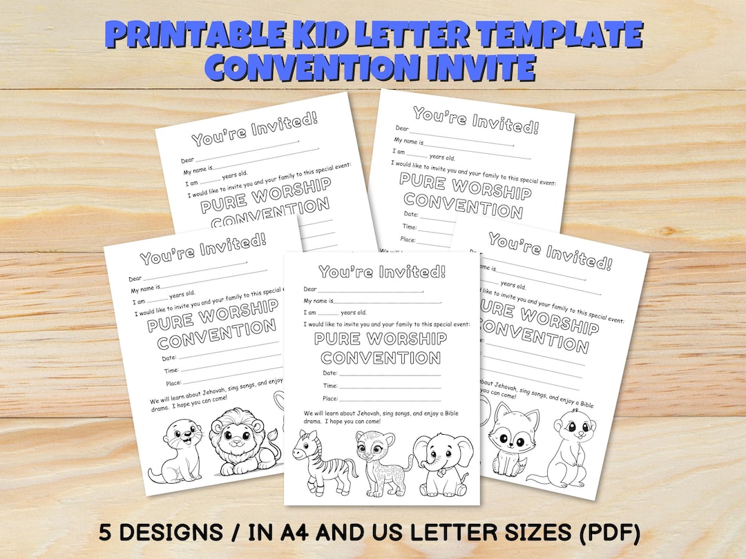 Printable Kids Convention Letter Template, Coloring Activity PDF ...