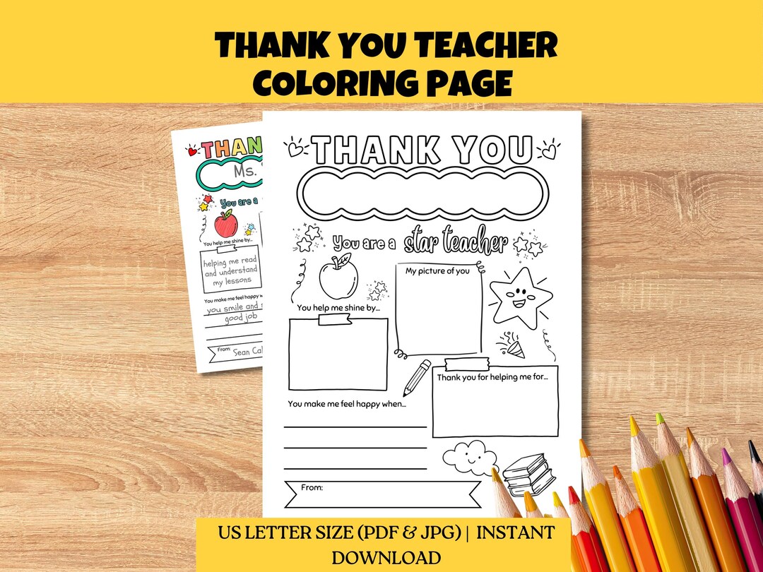 Teacher Appreciation Coloring Page Printable | Thank You Teacher ...