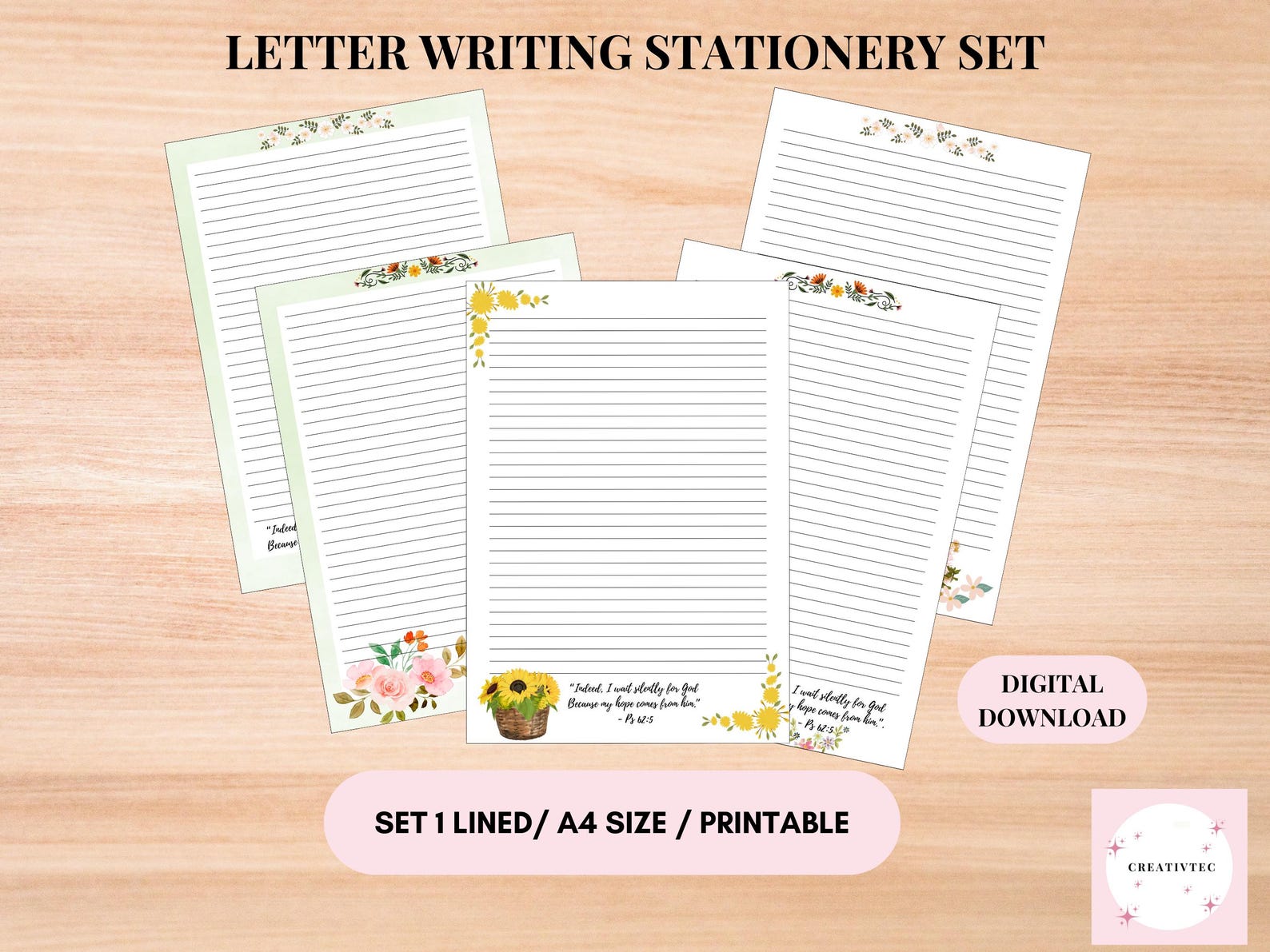 JW Letter Writing Stationery Set Printable Paper, A4 Lined or Unlined ...
