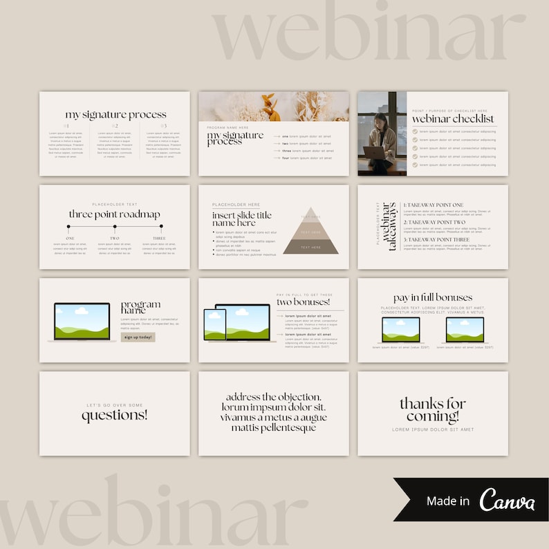 Webinar Template, Course Template Canva, Canva Presentation, Slide Deck Template Canva, Course ...