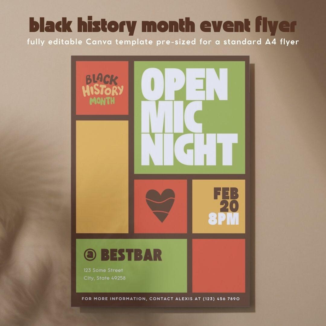 Black History Month Event Flyer - Customizable Canva Template A4 Print ...