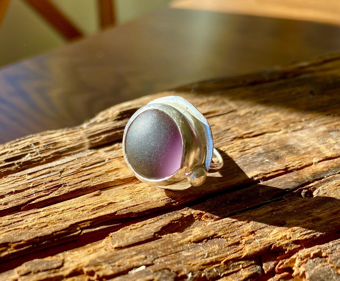Gorgeous Handcrafted Lake Superior Beach Glass Ring in Vibrant PURPLE ...