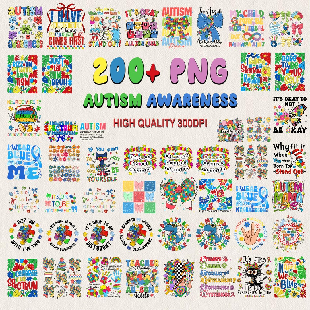 200+ Autism Designs Bundle, Autism Awareness Png Bundle, Autism Quotes ...