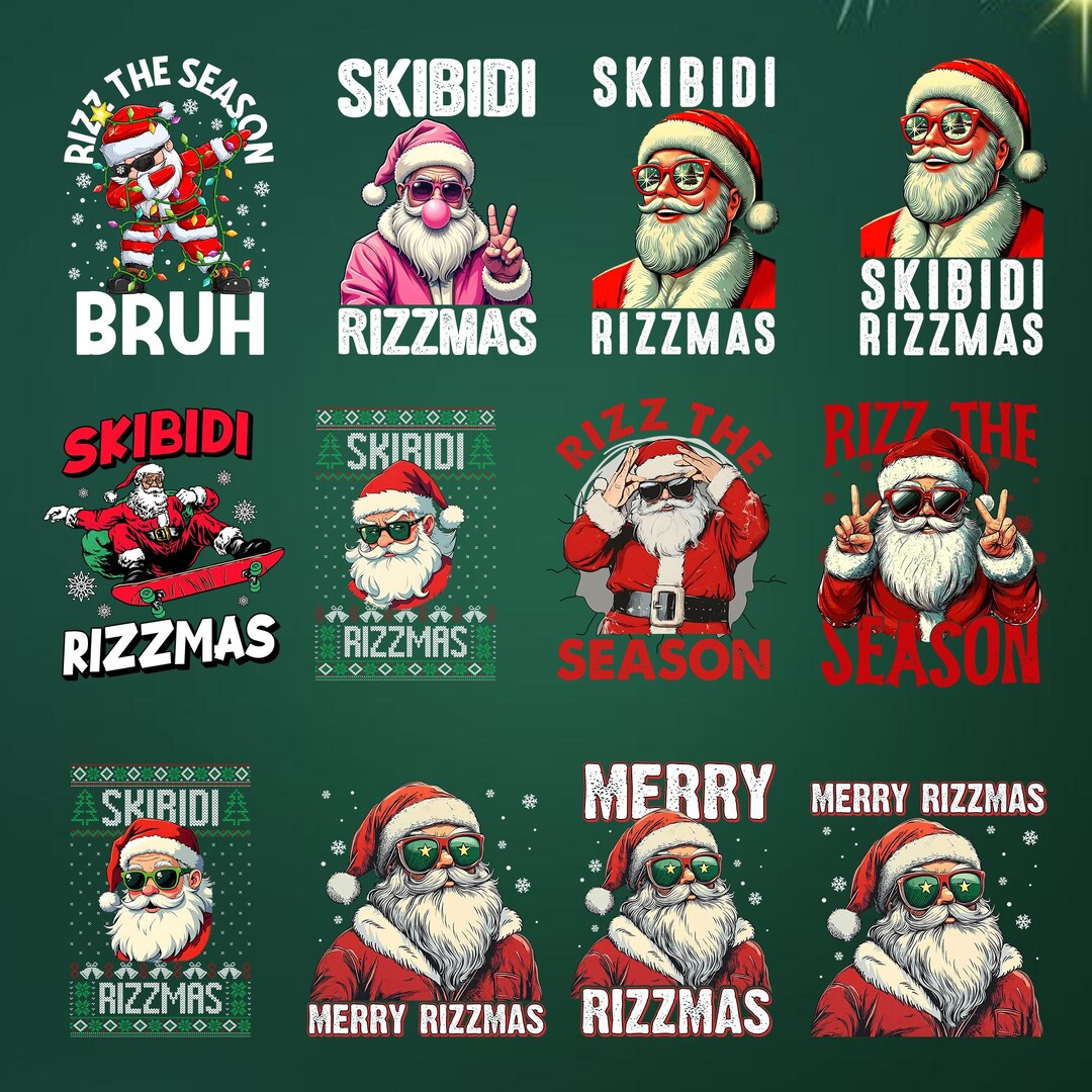 Punk Rock Retro Rizz the Season Funny Santa Clause Rizzler Png, Funny ...
